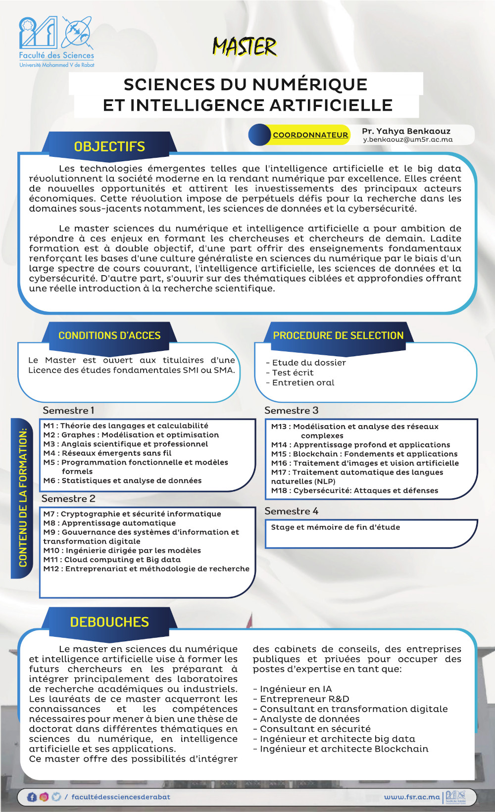 SCIENCES DU NUMÉRIQUE ET INTELLIGENCE ARTIFICIELLE | www.fsr.ac.ma